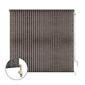 Exterior Cordless Roller Shades, Dark Brown Custom Waterproof Outdoor Window Blinds, Windproof UV Protection Light Filtering Fabric Shades for Patio, Porch, Gazebo, Deck, Balcony