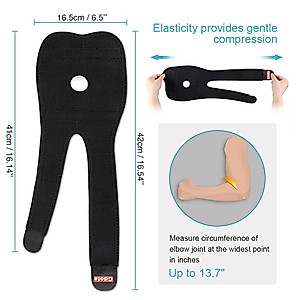 Elbow Support Adjustable Neoprene Elbow Brace with Dual-Spring Stabiliser, Elbow Strap for Golfers Elbow, Tennis Elbow, Arthritis, Sports Injury Pain Relief and Provides Support,Unisex