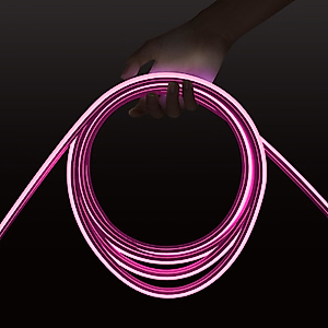 Annxrenn LED Neon Flexible Light Strip, 16.4FT/5M Neon Light Strip Pink 12V Silicone Neon Light Waterproof for Bedroom Indoors Home Decor (Power Adapter Included)