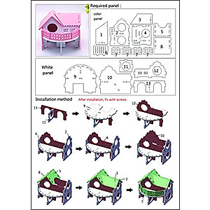 Wooden Hamster House - Pet Small Animal Hideout, Assemble Hamster Hut Villa, Cage Habitat Decor Accessories, Play Toys for Dwarf, Hedgehog, Syrian Hamster, Gerbils Mice