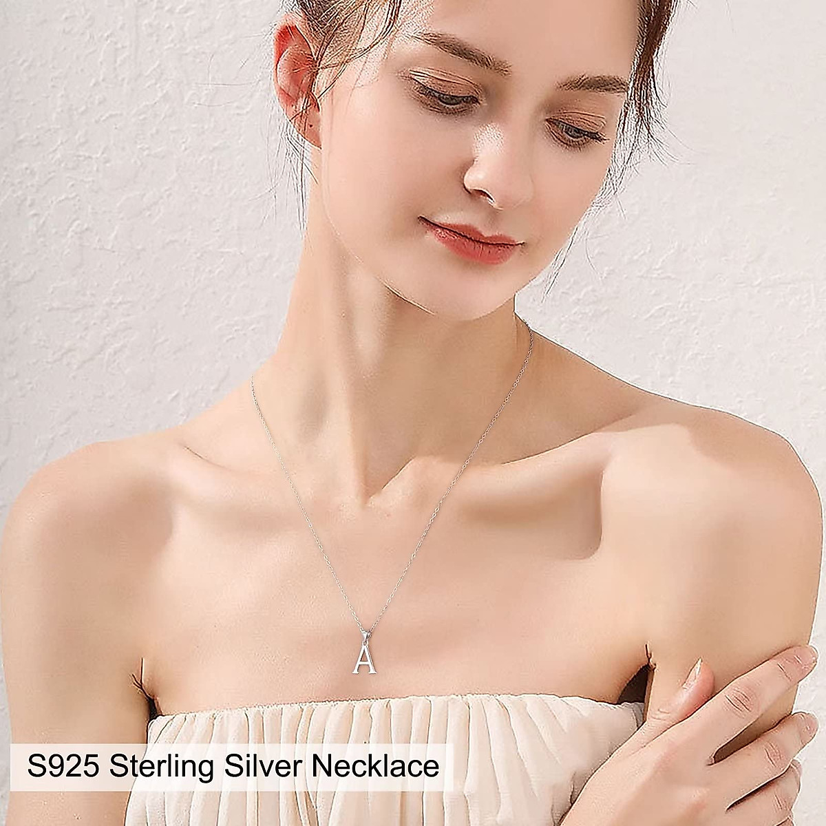 Hidepoo Tiny Silver Initial Necklaces Gifts - S925 Sterling Silver Letter R Initial Necklace Gifts Personalized Alphabet Letter Pendant Initial Necklace Jewelry Birthday Gifts Jewelry for Women