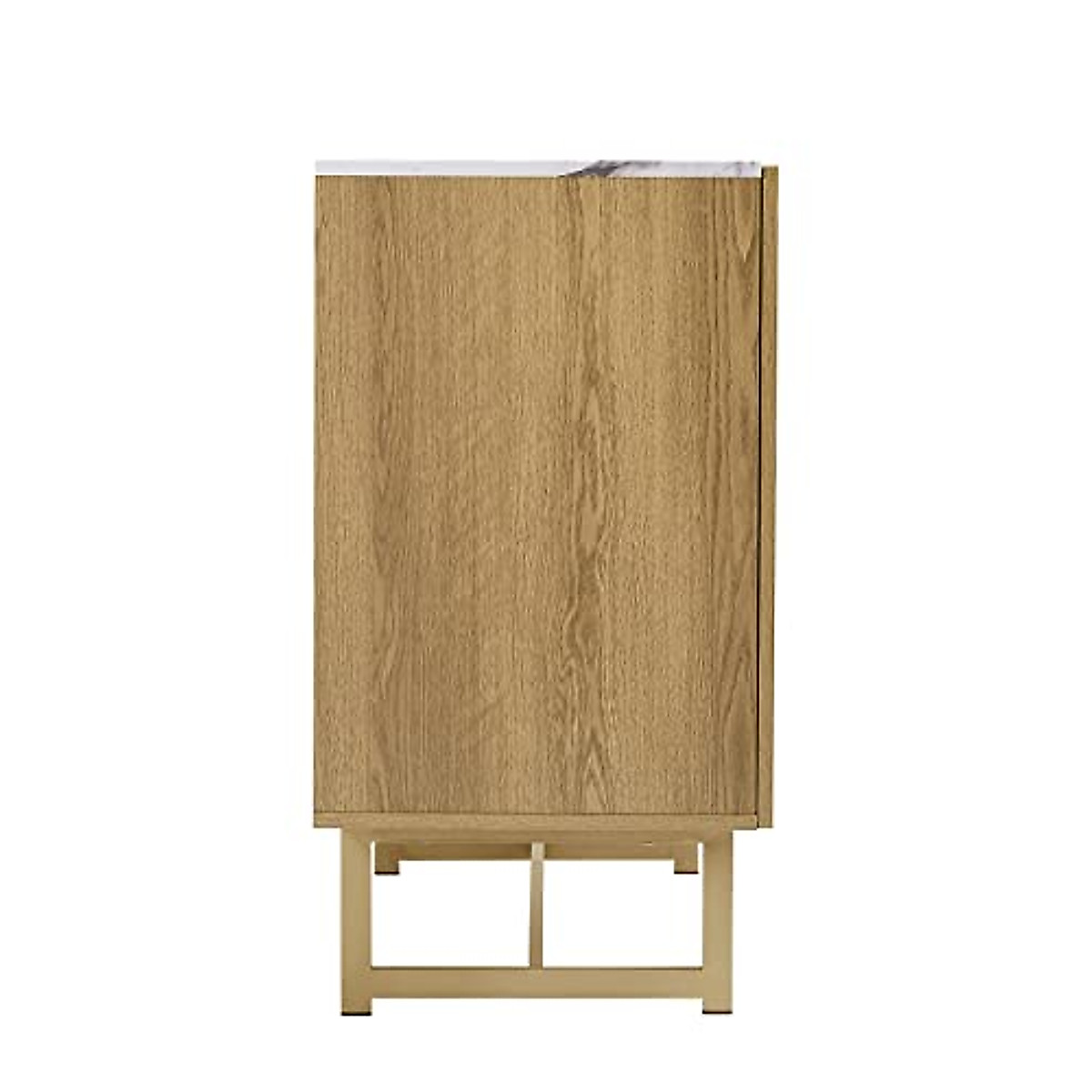 roomfitters 39" Modern Sideboard Buffet Cabinet, Herringbone Pattern Mid-Century Credenza with Doors, Media Console with Storage, Wine Cabinet for Kitchen, Living Room, Entryway, Oak, Gold Metal Legs