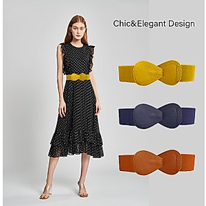 CT COTIM COYIN Women 8-Shaped Elastic Belts Stretchy Leather Waistband Wide Stretch Women Dress Belt with Interlock Buckle for Ladies Dress Coat, Purple