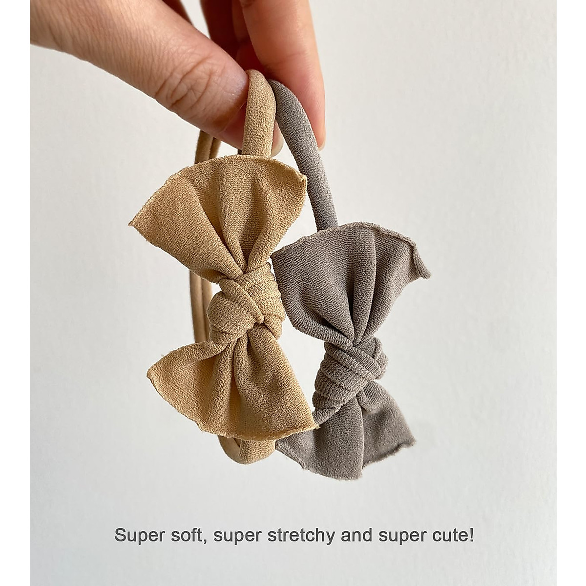 Cherssy Newborn Headbands and Hair Bows, 10pcs Super Soft Nylon Hairbands for Baby Girls