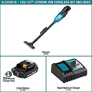 Makita XLC02R1B 18V LXT Lithium-Ion Compact Cordless Vacuum Kit (2.0Ah)