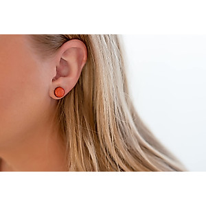 Stud Earrings, Polka Dot, 10 mm, Handmade, Stainless Steel Posts for Sensitive Ears Retro Studs for Women Men Girls (Red and White Polka Dots)