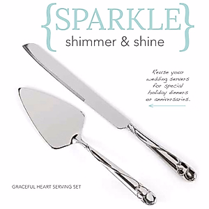 Hortense B. Hewitt Wedding Accessories Cake and Knife Serving Set, Graceful Heart