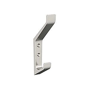Amerock H37003G10 | Emerge Double Prong Decorative Wall Hook | Satin Nickel Hook for Coats, Hats, Backpacks, Bags | Hooks for Bathroom, Bedroom, Closet, Entryway, Laundry Room, Office