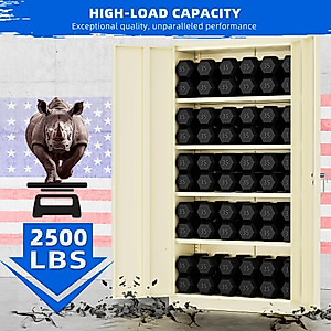 Superday Locking Metal Cabinet 72"×36"×18", Tall Storage Cabinet with 2 Doors and 4 Shelves, Large Metal Steel Utility Cabinet for Garage Tool Office File Pantry (Putty)