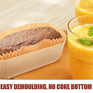 Luxshiny 5Pcs Wooden Baking Molds, Disposable Loaf Pans with Paper Liners Grease Proof Wood Containers Food Baking Pan For Banana Bread Meatloaf