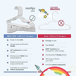 USA-Made Kids Hangers Plastic - Non-Slip Toddler Kid & Baby Hangers for Closet, Slim Children's Hangers for Clothes with Notches, Best Kids Plastic Hangers (White 30 Pack)