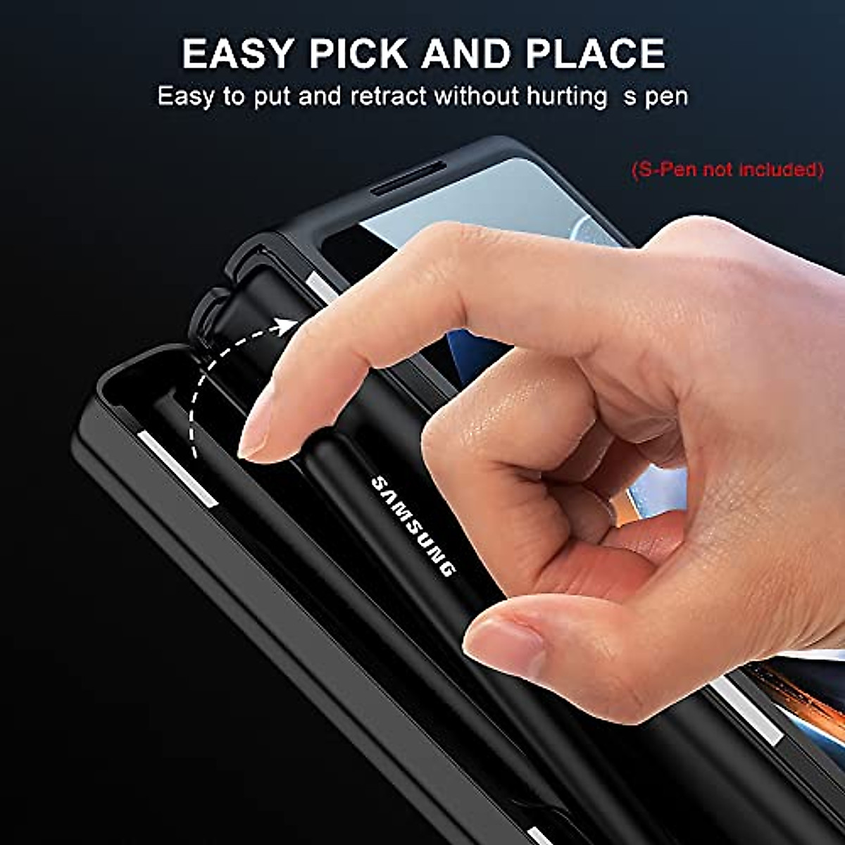 DOOTOO for Samsung Galaxy Z Fold 4 Case Magnetic Hinge Protection Built-in S Pen Holder with Front Glass Kickstand All-Inclusive PC Shockproof Case for Samsung Z Fold 4 5G 2022 (Black)