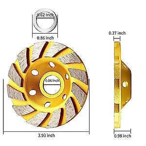 sansheng Concrete Grinding Wheel 4 inch,Diamond Cup Wheel Angle Grinder Wheels Grinding of Concrete,Granite 2 Pieces