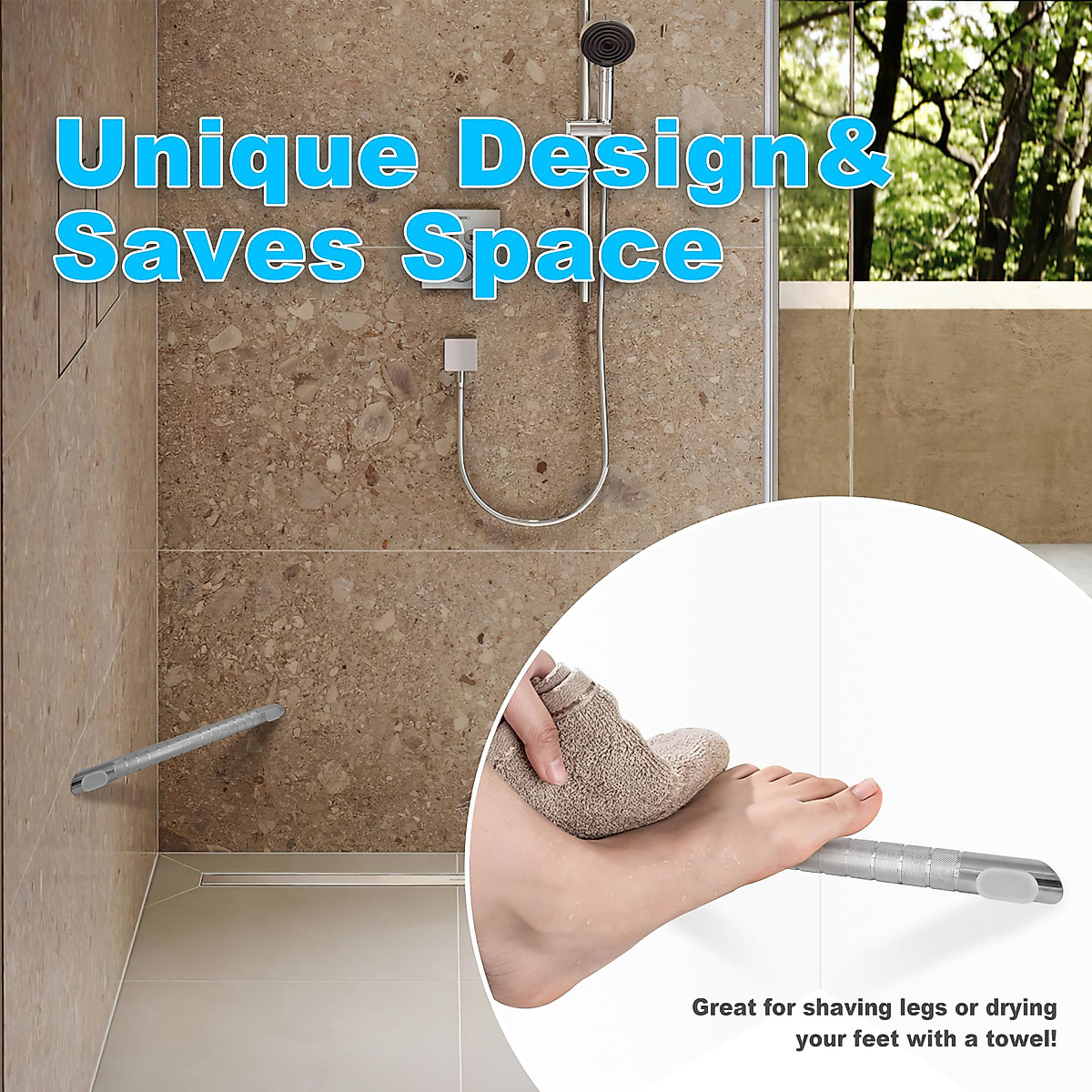 Kalnweis Shower Foot Rest,Shower Foot Rest for Shaving Legs,Metal Footstool for Corner of The Bathroom,Wall Mounted Stainless Steel Shower Step(GH-15)