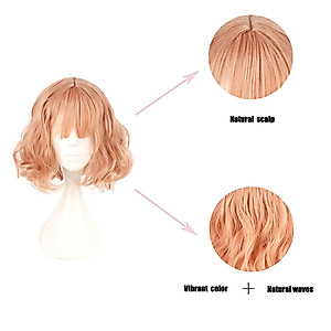 NiceLisa Lovely Pink Short Wavy Harajuku Anime Cosplay Wigs Full Hair COS Props