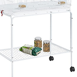 Topeakmart Flight Breeding Bird Cage for Parrots Lovebirds Parakeets with Detachable Rolling Stand, White