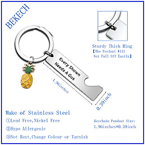 BEKECH Gus And Shawn Gift Every Gus Needs A Shawn Pineapple Charm Keychain Set for TV Serious Lover Psych Fan Best Friend Keychain (silver)