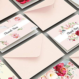 Bilinny Thank You Cards With Envelopes Bulk 100 Pack - Extra Thick Cards In Beautiful Gift Box.