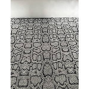 FABRICS FOREVER - Faux Leather Anaconda Snake Skin Black White Upholstery Fabric by The Yard - 54’’ Wide | Black White Snake Skin Vinyl Fabric Material Faux Leather Sheets for DIY, Upholstery Crafts
