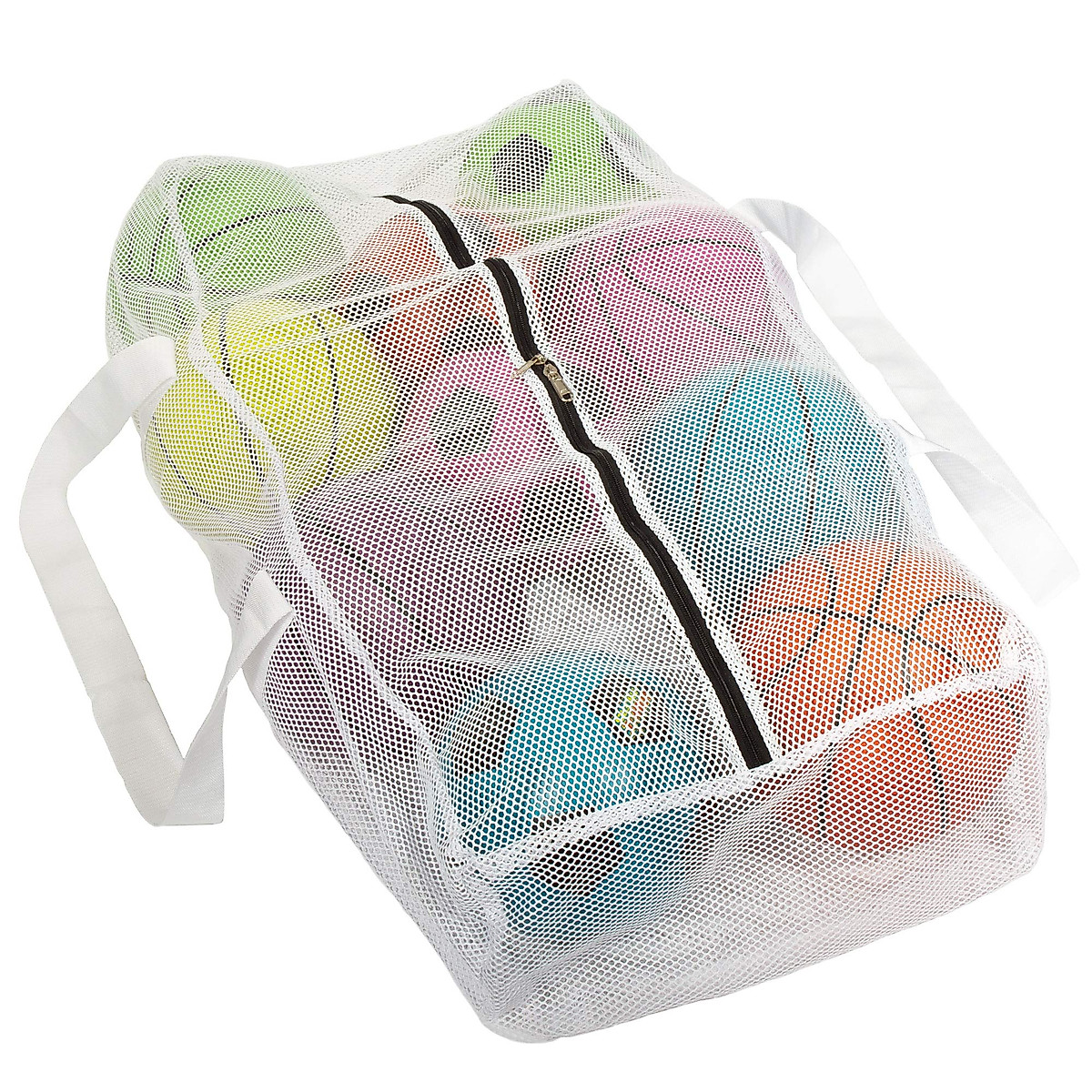 Extra Large Ball Sports Bag - Double Zipper, Two Straps for Wearing on Back or Carrying - Gym Bag Fits up to 10 Full Size Soccer Balls, Basketballs, Volleyballs, and More