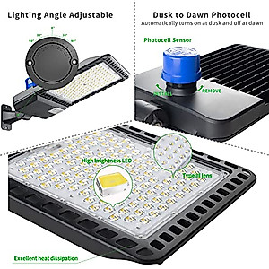 bulbeats 320W LED Parking Lot Lights(44800Lm Eqv 1200W HPS) 5000K LED Pole Lights with Photocell LED Parking Lot Lights Outdoor Pole Mount Energy Saving 2400KW*2/Y(5Hrs/Day) -2Pack 7Yrs Warranty
