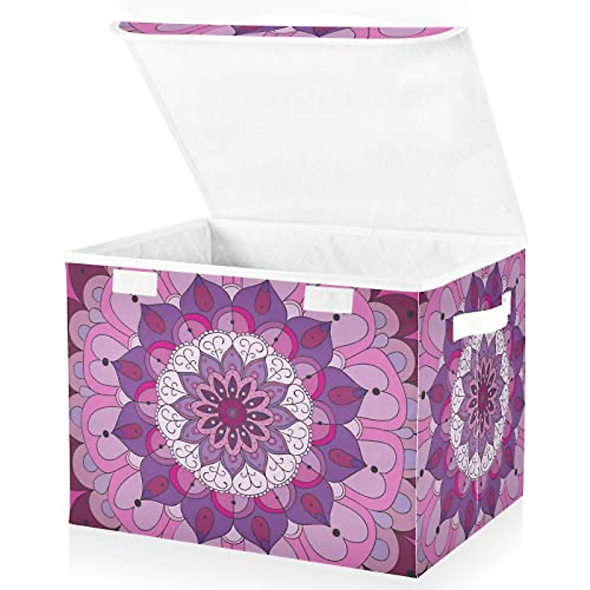 DOMIKING Mandala Collapsible Rectangular Storage Bin with Lids Decorative Lidded Baskets for Toys Organizer Storage Boxes with Handles for Clothes Shelves Nursery Playroom