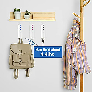 Budding Joy Wall Hooks 6 Pack, Plastic Self Adhesive Hooks for Hanging, 3M Wall Hanger Sticky Hooks, Shower Towel Hook for Bathroom Kitchen Door Home