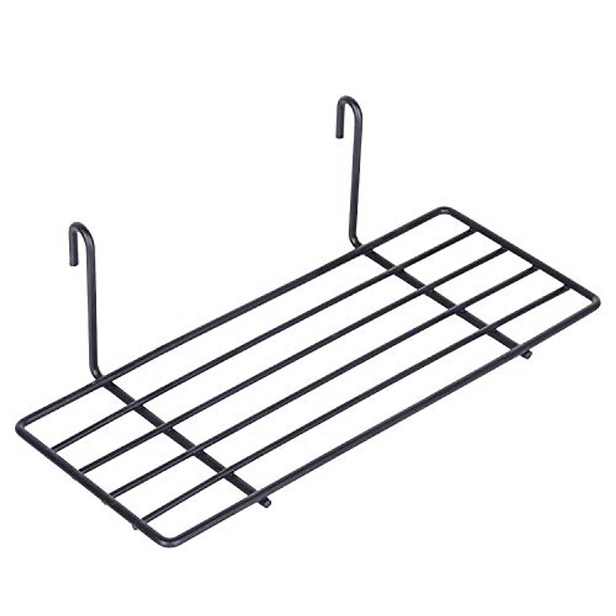 Kaforise Hanging Straight Shelf for Wire Wall Grid Panel, Small Wire Wall Organizer and Display Shelf, Size 9.8"X3.9" ,Black Painted