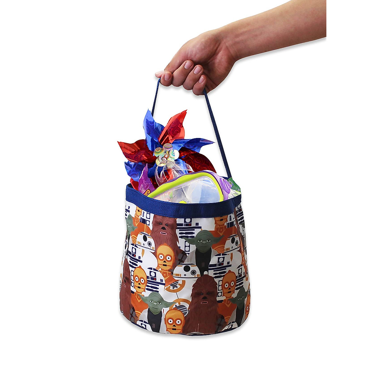 Disney Star Wars Yoda Collapsible Nylon Basket Bucket Tote Bag (One Size, Blue)