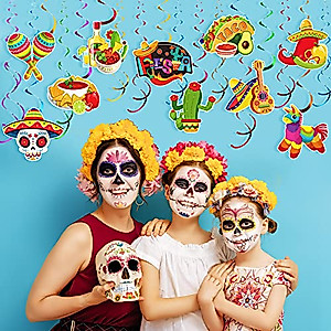 Sepamoon 51 Pcs Mexican Fiesta Hanging Swirl Decorations Cinco De Mayo Party Supplies Taco Twosday Bout a Birthday Theme Ceiling Decoration Boys Girls Shower