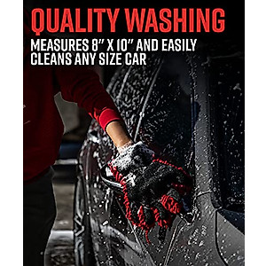 Adam's Microfiber Dual Wash Mitt - Premium, Soft Chenille Microfiber for Safe Washing - Scrubbing Side That is Great for Sap, Tar, and Other Tough to Remove Deposits