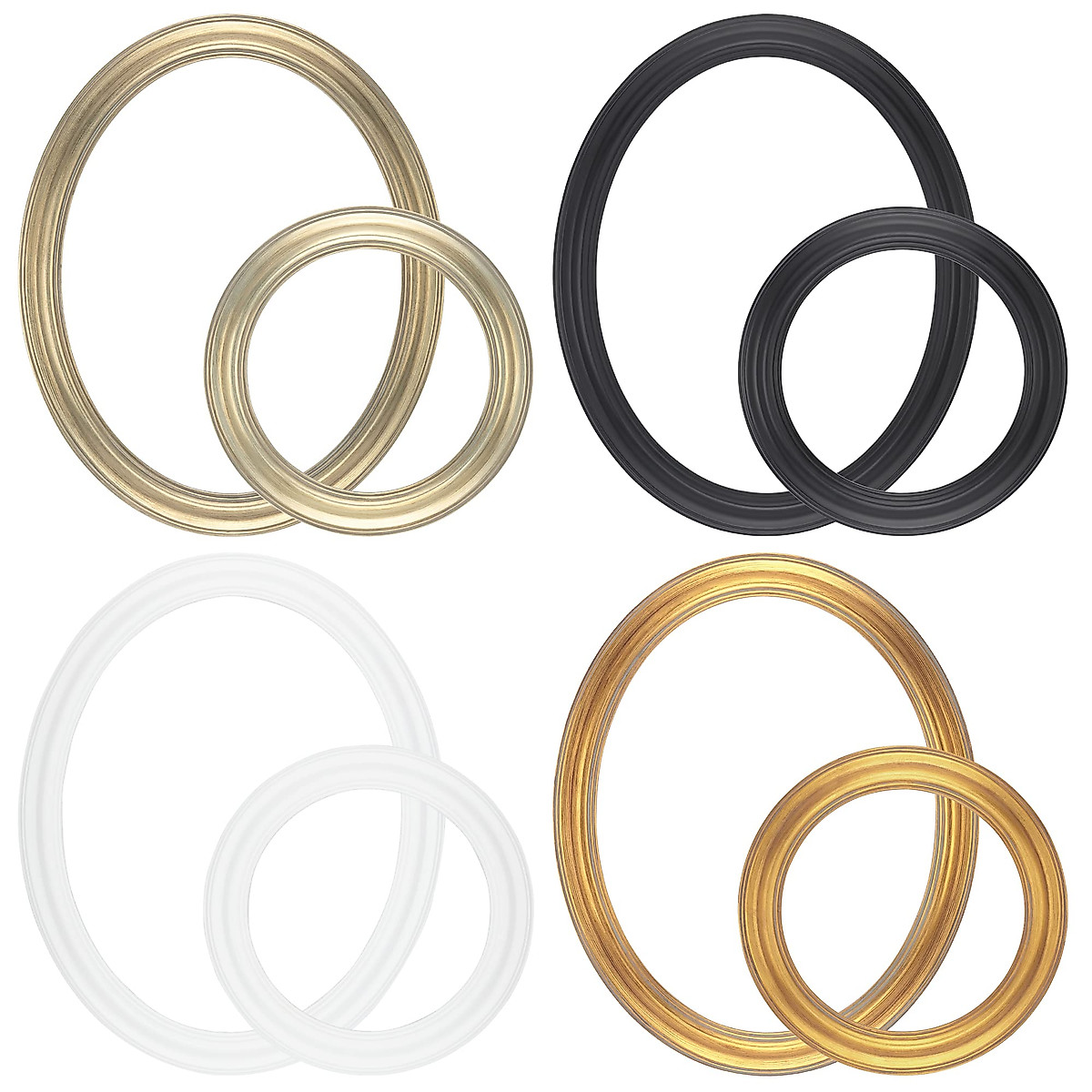 Stein Design Oval Frames - Hand-Finished Open-Back Oval Frames for Canvas, Does not Include Glass or Backing - [Champagne Silver - 11"x14"]