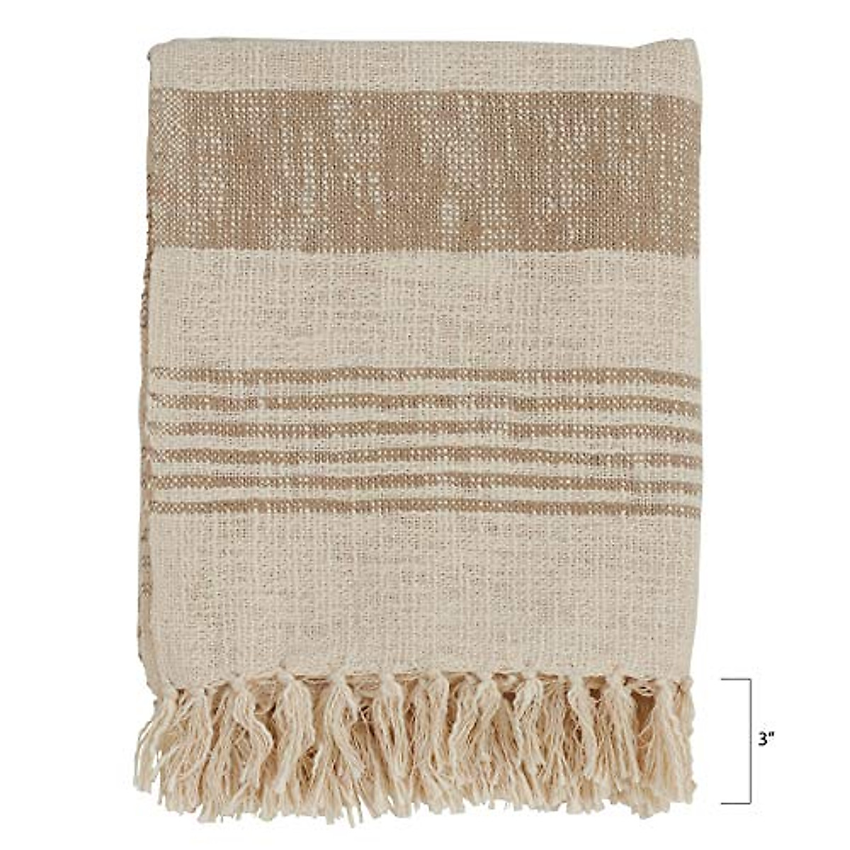 Striped Cotton Throw with Tasseled Trim