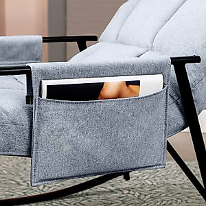 BALUS Adjustable Rocking Chair Lounge Children Chair, Modern Lounger Sofa,Lie or Sleep Lazy Chair, Internet Celebrity Single Rocker Chair,for Apartment/Bedroom/Balcony/Courtyard(Dark Grey)