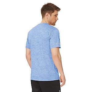 MAGCOMSEN Men's Athletic Shirts Dry Fit Lightweight Dry Fit Tee Tops Gym Active Fitness Sports Shirts Light Blue 2XL