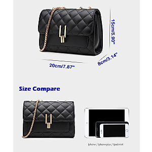 YXBQueen Designer Crossbody Bags for Women Quilted Handbag lattice Bag small Black Purses with Gold Chain strap