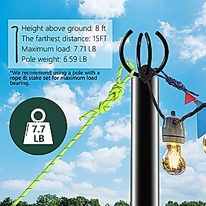 OGoeesy String Light Poles 9.3FT Poles for Outdoor String Lights Spiral Anchor Patio Lighting Stand, 28Φ Metal Posts for String Light, Light Poles for Yard Wedding Parties Home Decor (2 Set)