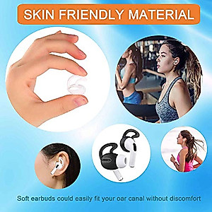 Ear Covers and Hooks Accessories Compatible with Apple AirPods Pro, 4 Pairs Professional Anti-Slip Silicone Earbuds Tips Hook Compatible with Apple Airpods Pro (2 White+2 Black)