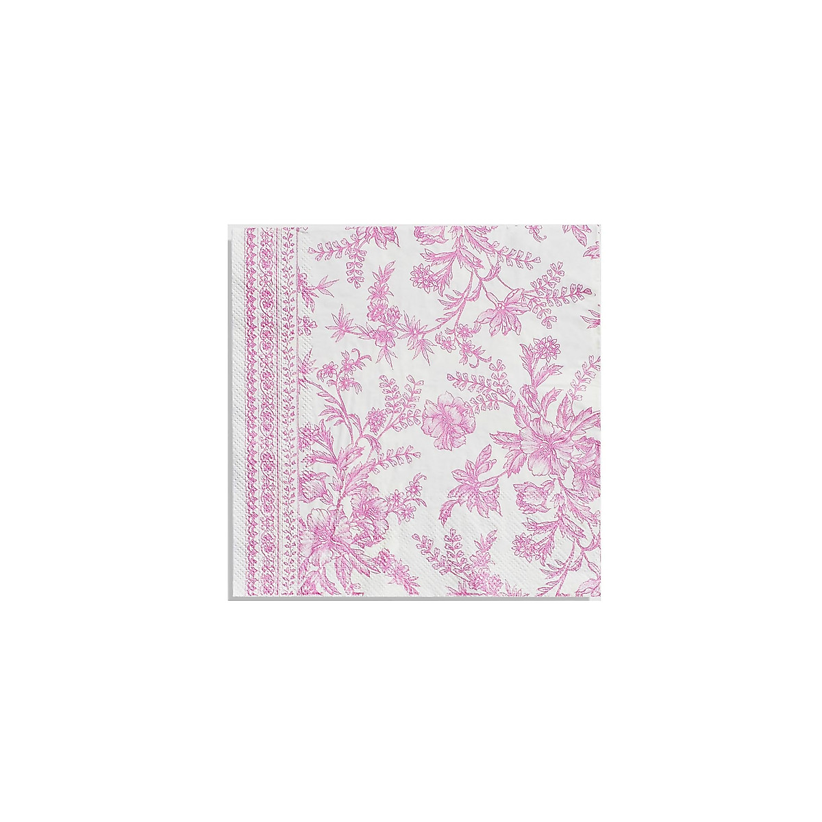 Coterie Pink Toile Dinner Napkins (Set of 25) | Cute Napkins with Pink and White Toile, Party Napkins For Bridal and Baby Shower, Tea Party, Garden Party, Birthday Party | 6.5" Napkins Disposable