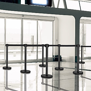Goplus 6Pcs Stanchions, Crowd Control Barriers with 6.5' Retractable Belt, Stainless Steel Stanchion Posts Queue Line Pole, 35" Height, Easy Connect Assembly