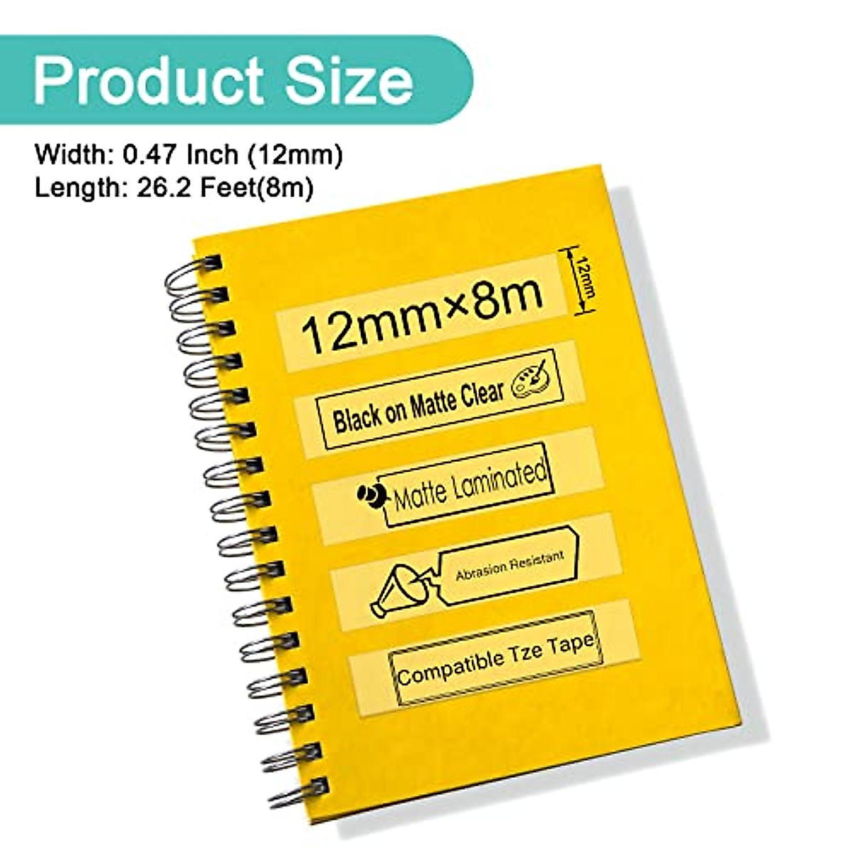 NineLeaf 3PK Compatible for Brother TZe-M31 TZeM31 TZ-M31 TZM31 Label Tape 12mm 1/2'' 0.47'' Black on Matte Clear Standard Laminated Labeling Work with P-Touch PT-D210 D400AD H110 D600 Label Maker