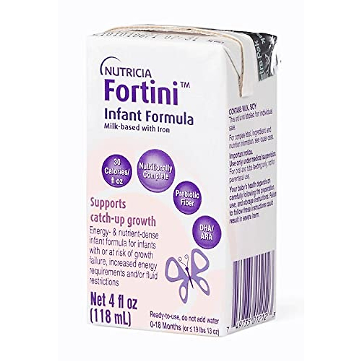 Nutricia Fortini Infant Formula - Milk-Based, Energy-and Nutrient-dense Baby Formula with Iron - 4 Fl Oz Carton (Case of 30)