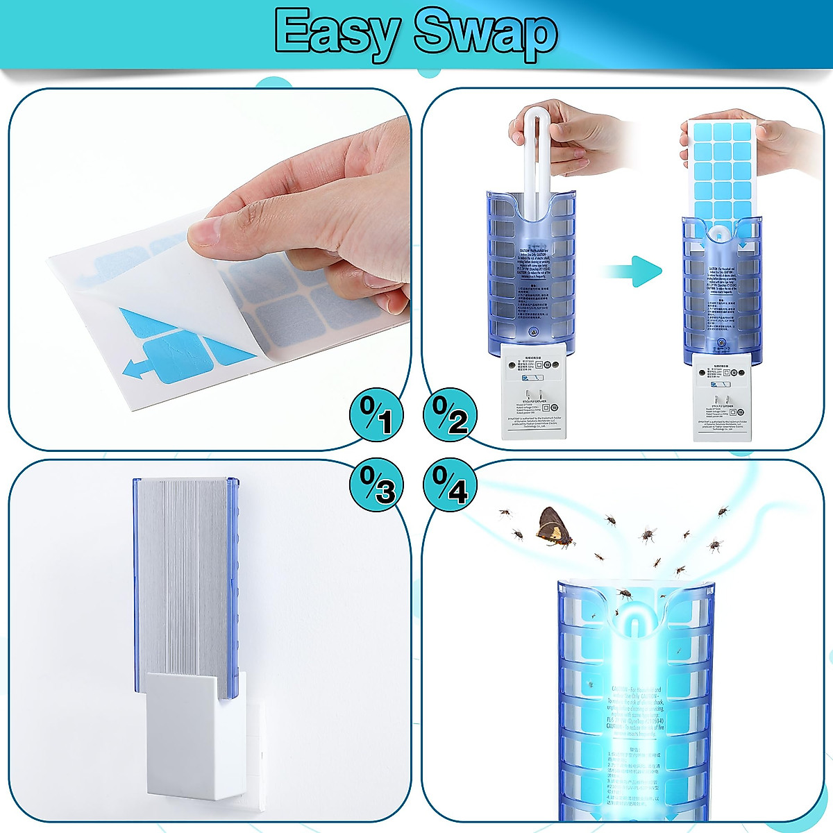 Qualirey 2 Pack 9W UV Replacement Bulb and 12 Pcs Replacement Sticky Cards Kit, Compatible with DynaTrap DT3009, DT3019, and DT3039/Gardner/Flyweb Classic/Fly Light