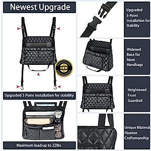 AICEL Car Handbag Purse Holder Between Seats, Auto Seat Leather Organizer Pocket, Front Seat Bag Box Storage for Cell Phone Document, Backseat Barrier for Kids Pet, Fits for Most Vehicles