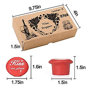 Farielyn-X 10 Funny Wine Bottle Stoppers and Gift Box, Cute Silicone Reusable Caps Bottle Sealers with a Funny Saying for Wine Beverage and Beer Bottles(Five Colors)