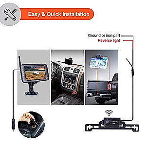 Wireless Backup Camera System, IP69 Waterproof Wireless License Plate Rear View Camera, Night Vision and 4.3 inch Wireless Monitor for Trailer, RV, Trucks, Pickup Trucks, Cargo Vans, etc