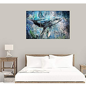 Blue Whale Wall Art Decor Modern Artwork Canvas Painting Prints Pictures Home Decor for Living Room Dining Room Bedroom