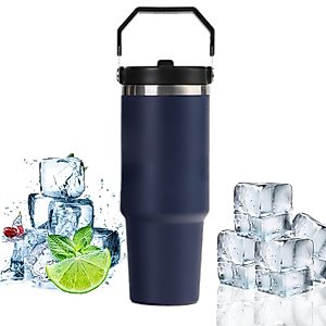 30oz Tumbler With Straw Lid Vacuum Sealed Insulated Water Jug Cup Reusable Stainless Steel Bottle Trave for Water, Iced Tea or Coffee (Blue)