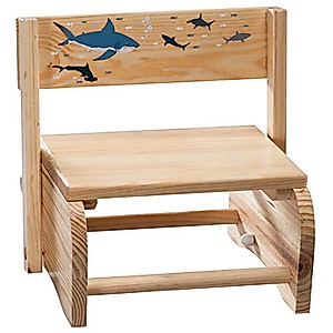 Fox Valley Traders 2-in-1 Children's Step Stool and Chair, Sharks Design