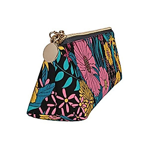 Flowers Pencil Case Pouch Pen Case Portable Leather Makeup Cosmetic Bag Durable Holder Bag Office Organizer For Adults